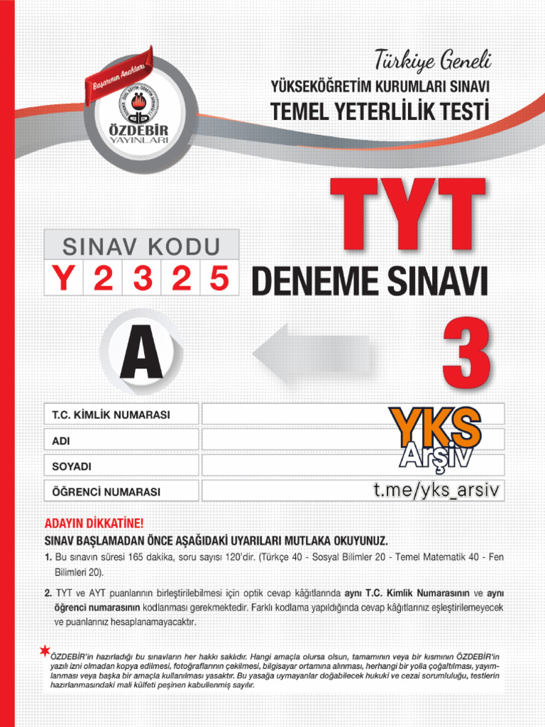 Özdebir TG TYT 3 2025 @yks - Arsiv | PDF