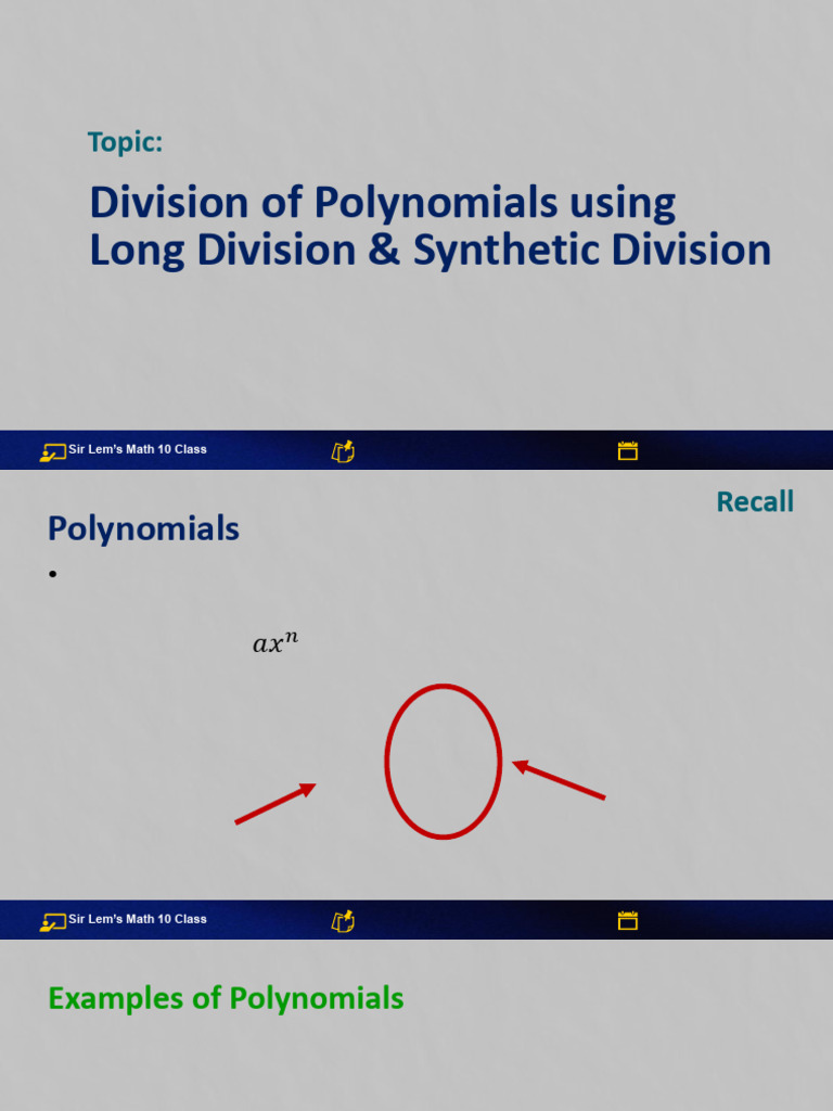Q1 7 Division of Polynomials | PDF | Division (Mathematics) | Subtraction
