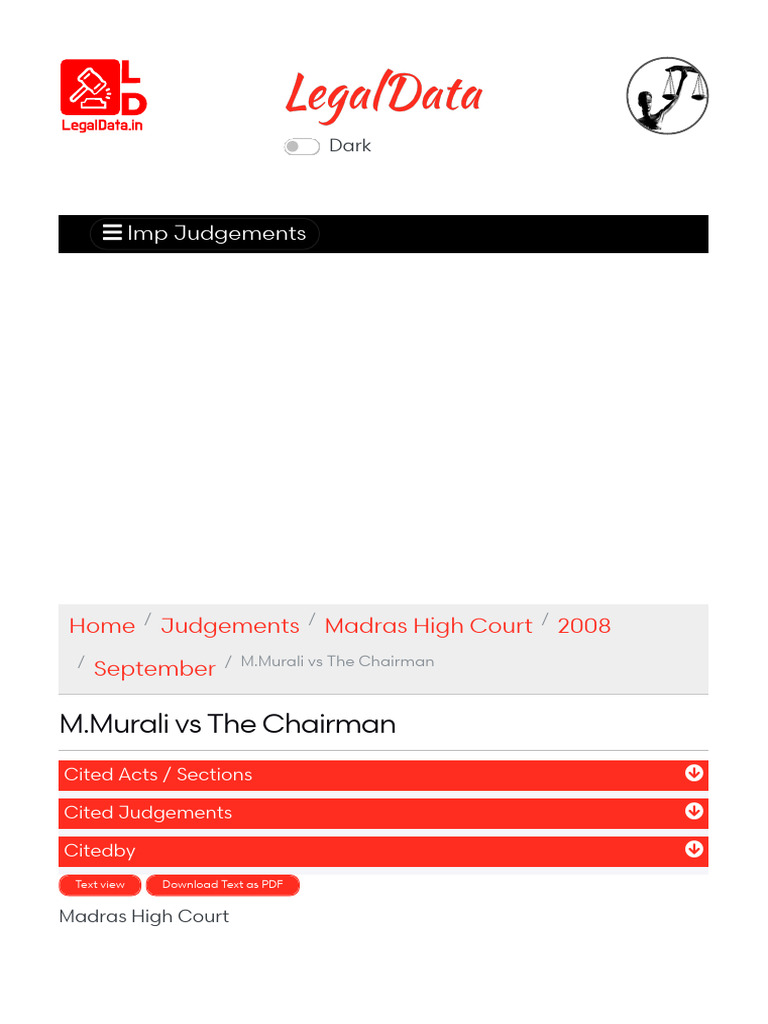 M.murali Vs The Chairman - LegalData - in | PDF | Judgment (Law) | Justice
