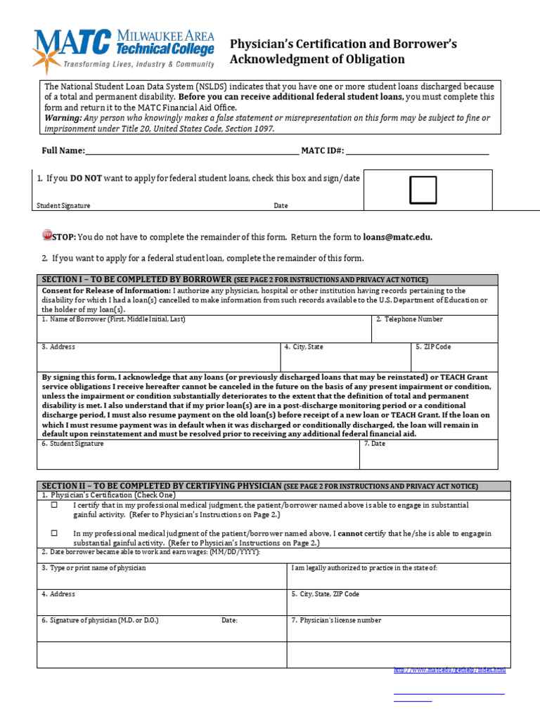 Physician Certification T DD | PDF | Loans | Student Loan