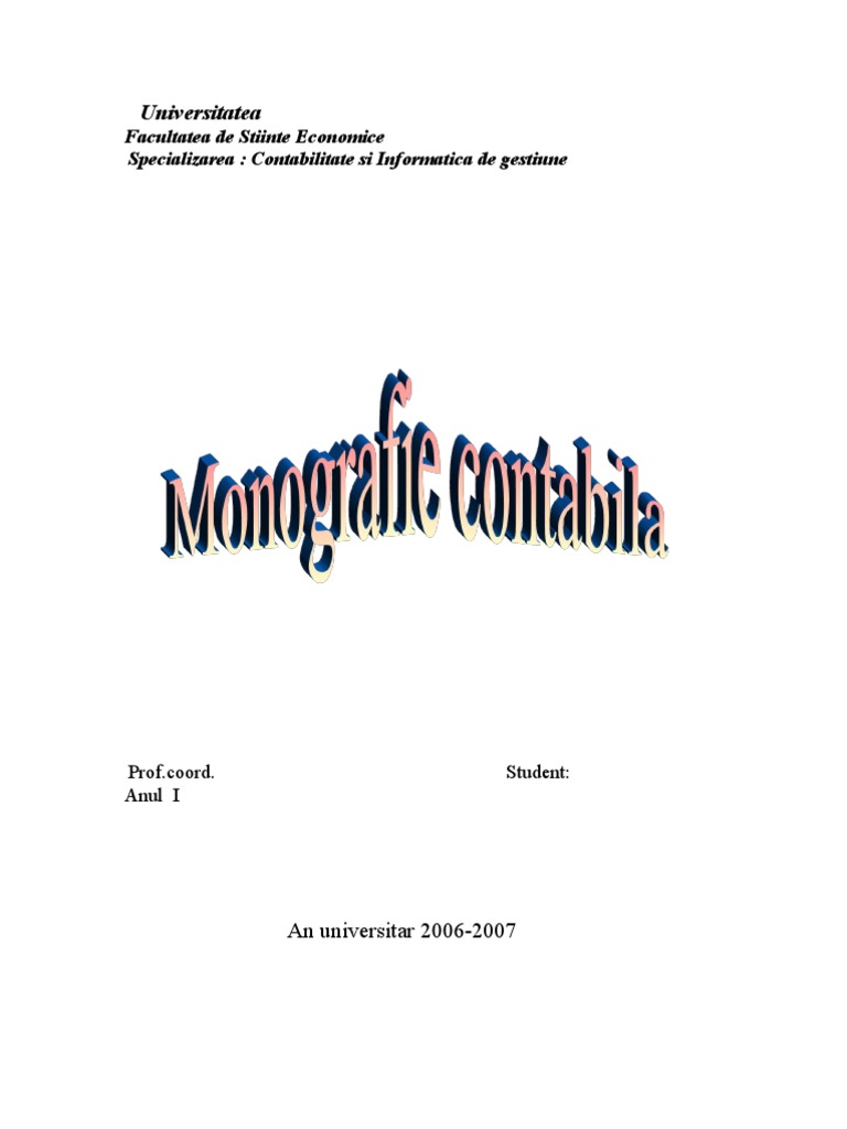 Monografie Contabila | PDF