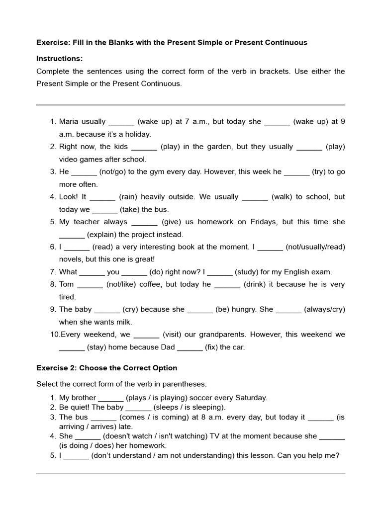 present simple vs continuous | PDF | Linguistics | Grammar