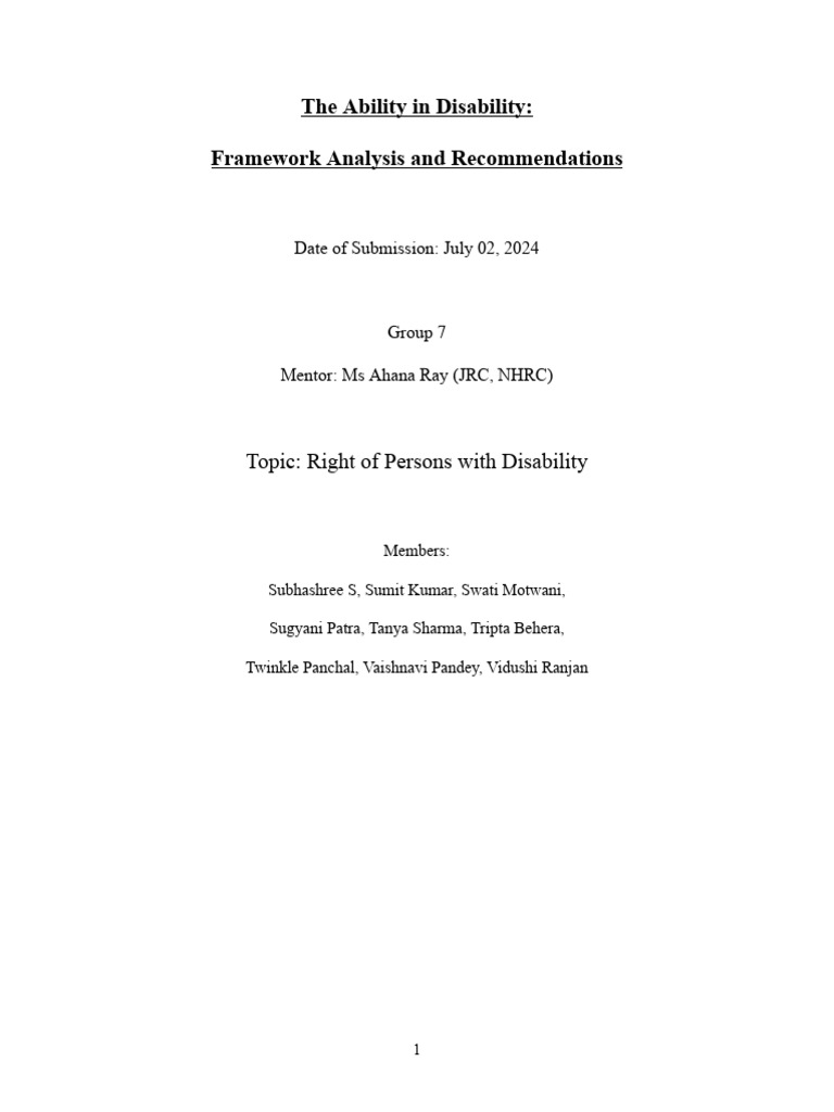 Ability in Disability - Framework Analysis and Recommendations | PDF ...