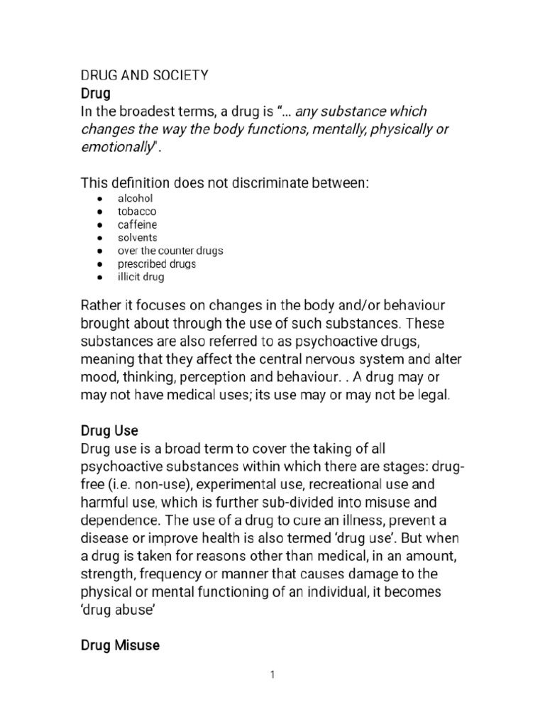 PCL 201 Drug Abuse NOTE | PDF