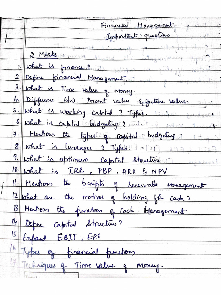 FM Important Questions | PDF