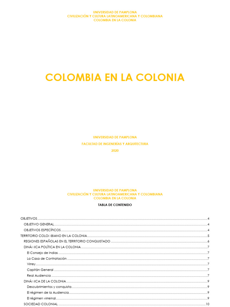 Colombia en la Colonia: Estructura y Sociedad | PDF | Colombia | Nueva ...