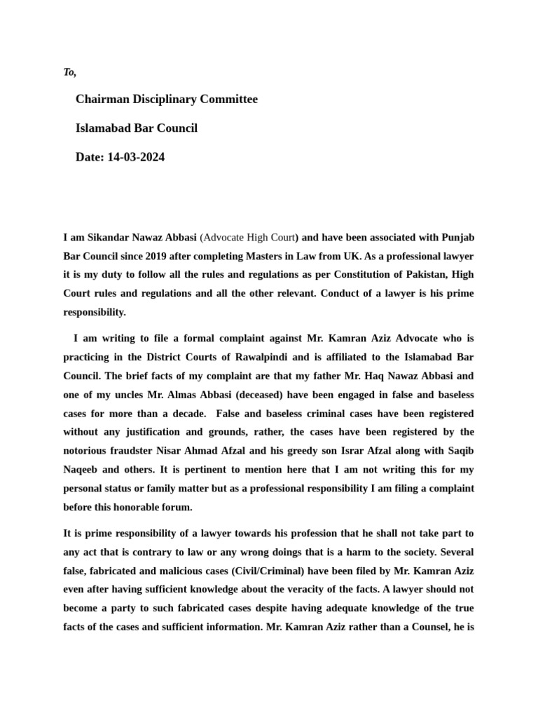 Lawyer Misconduct Complaint | PDF | Lawyer | Government
