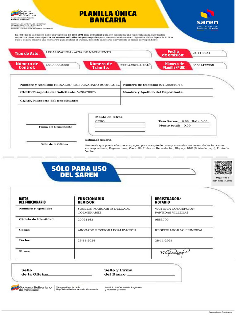 Legalización Acta Saned, Negda | PDF