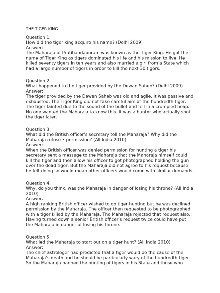 THE TIGER KING | PDF | Tiger | Hunting