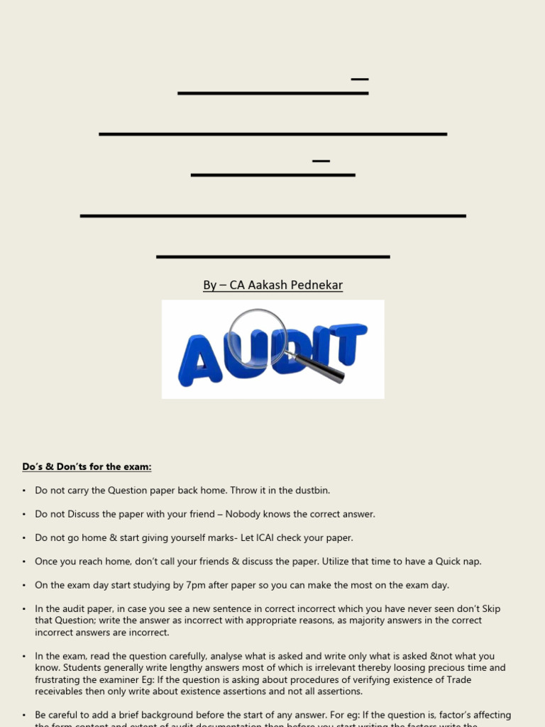 Ca Inter - Auditing & Ethics Paper - 5 Standards On Audit Chart Book ...