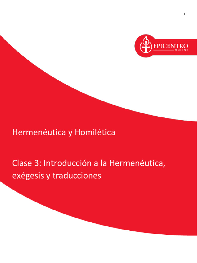 Clase 3 Introducción A La Exégesis y La Hermenéutica | PDF | Hermenéutica | Biblia