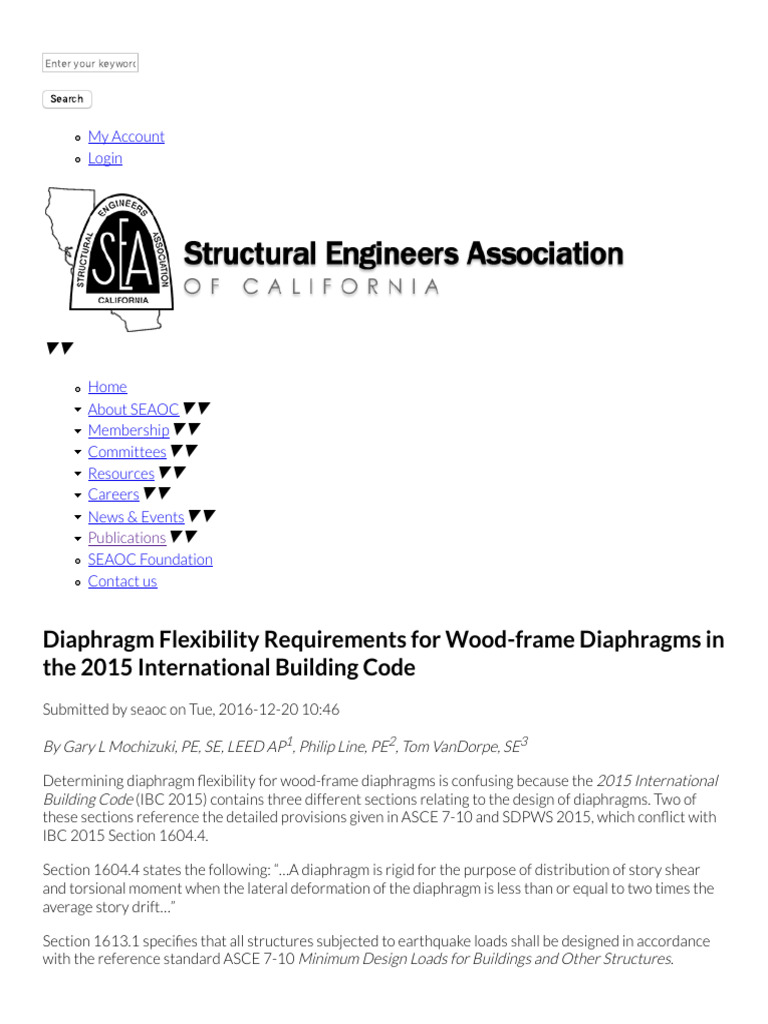 Diaphragm Flexibility Requirements For Wood-Frame Diaphragms in The ...