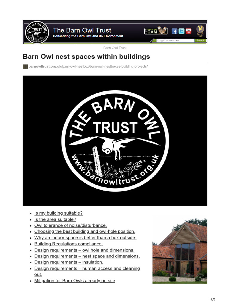 Barn Owl Nest Spaces Within Buildings | PDF | Owl | Building Insulation