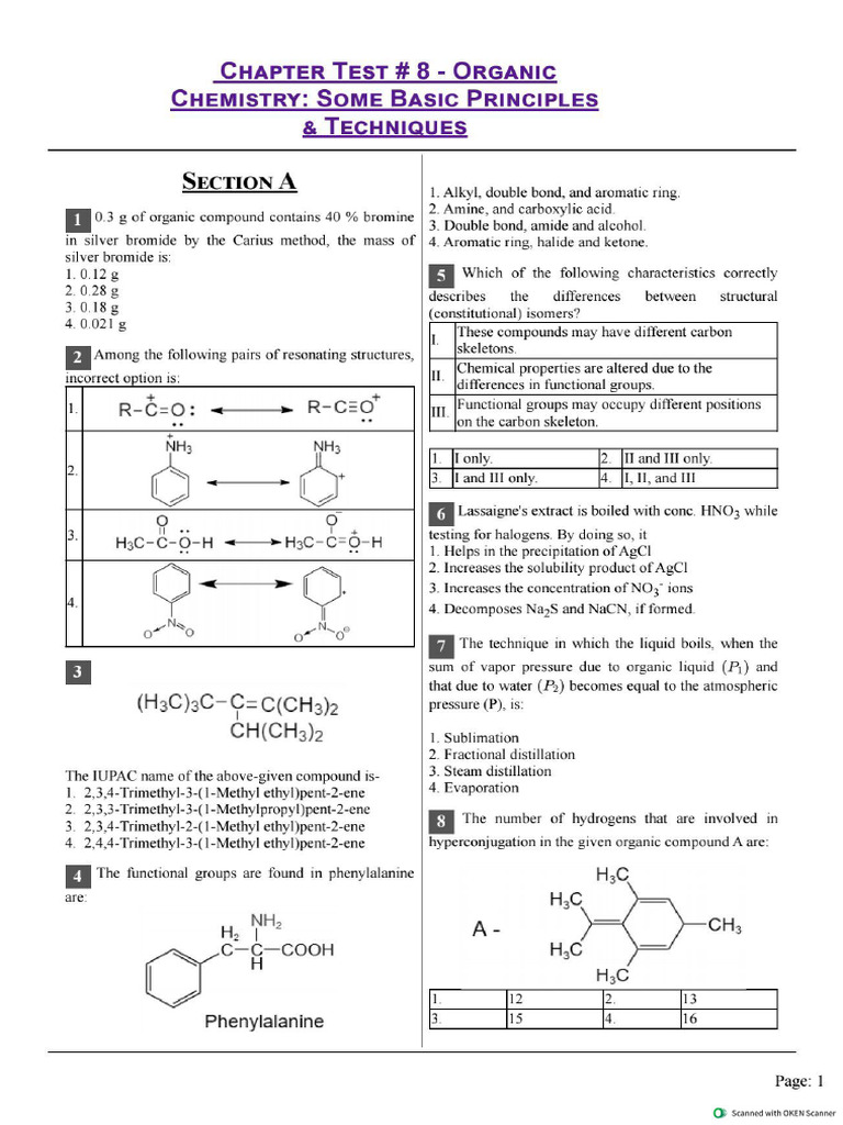 Chemistry PRACTICE QUESTIONS | PDF