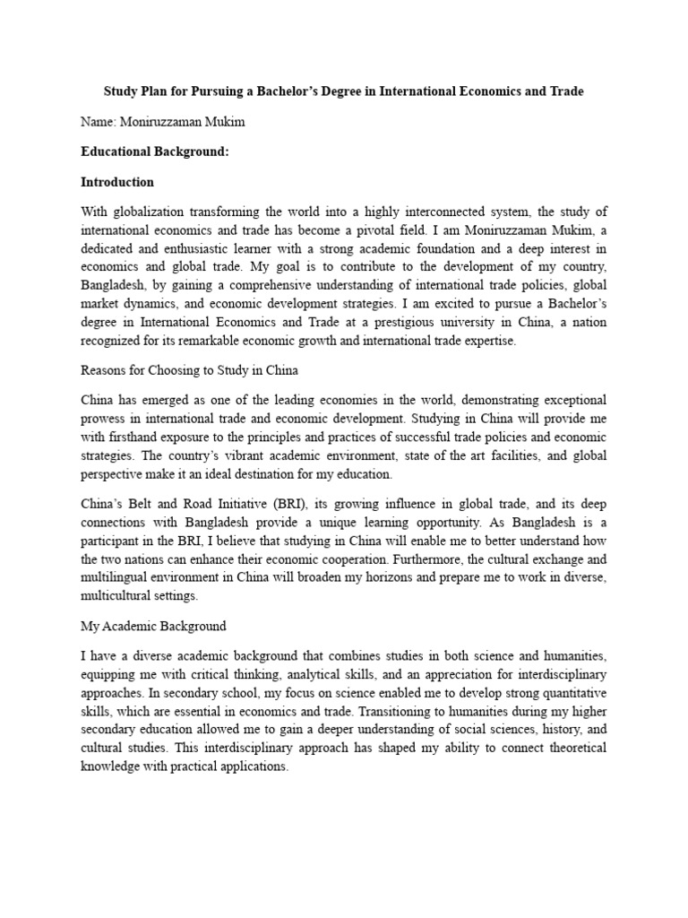 Study Plan | PDF | Economics | Sustainability