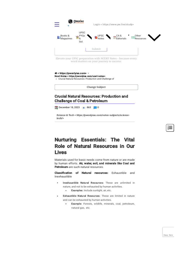 Crucial Natural Resources - Production and Challenge of Coal ...