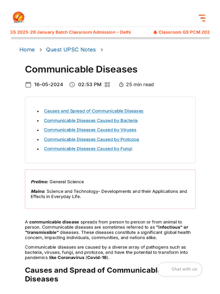 Communicable Diseases - Types, Examples, Prevention | PDF | Infection ...