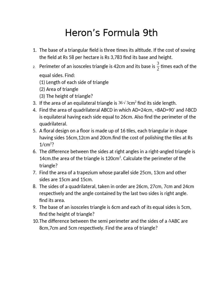 Herons Formula 4. | PDF