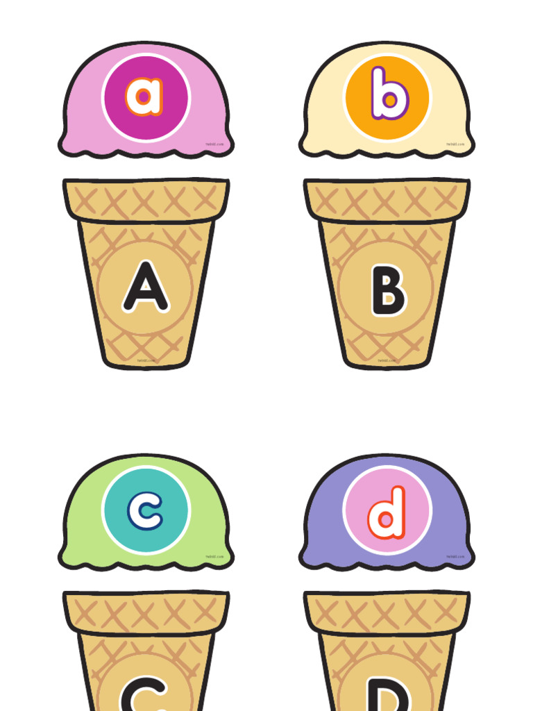 Color Ice Cream Upper and Lowercase Matching Activity | PDF