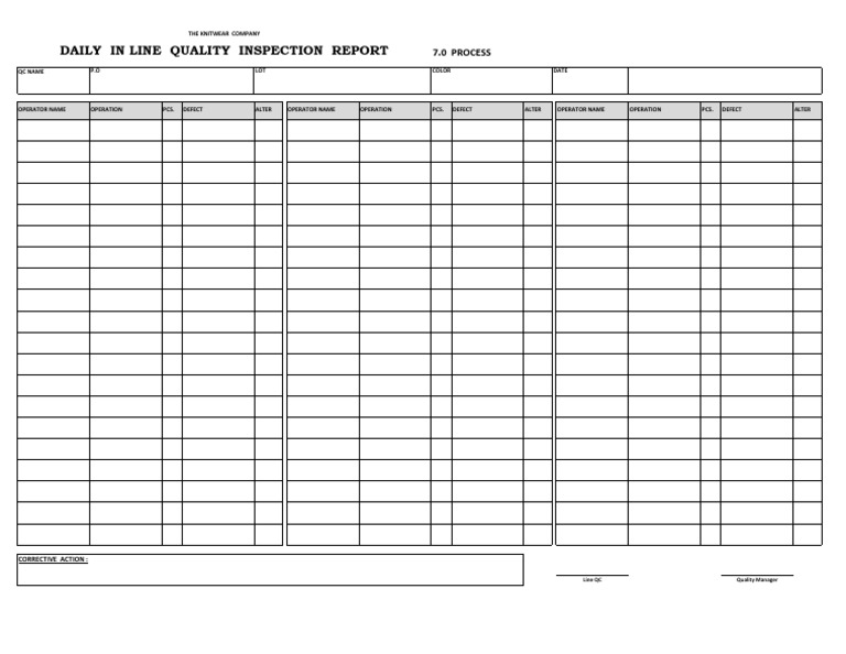 Daily Knitwear QC Inspection Report | PDF
