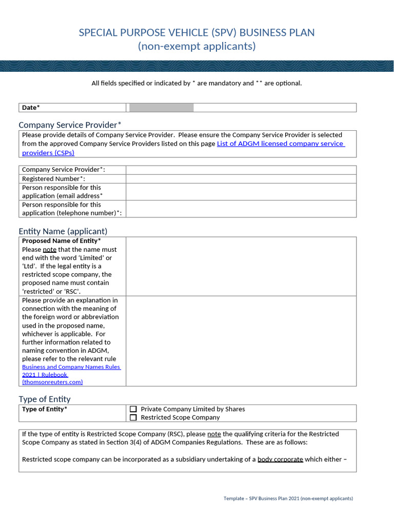 SPV Busplan Template Non Exempt 26082021 | PDF | Companies