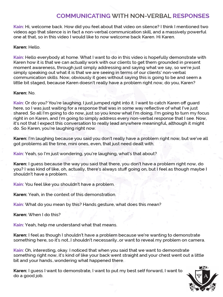 Communicating with Non-Verbal Responses | PDF | Nonverbal Communication ...