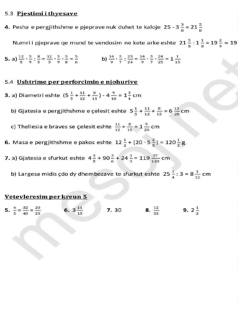 Matematika 9 Libri I Nxenesit (Ideart) - Zgjidhjet | PDF
