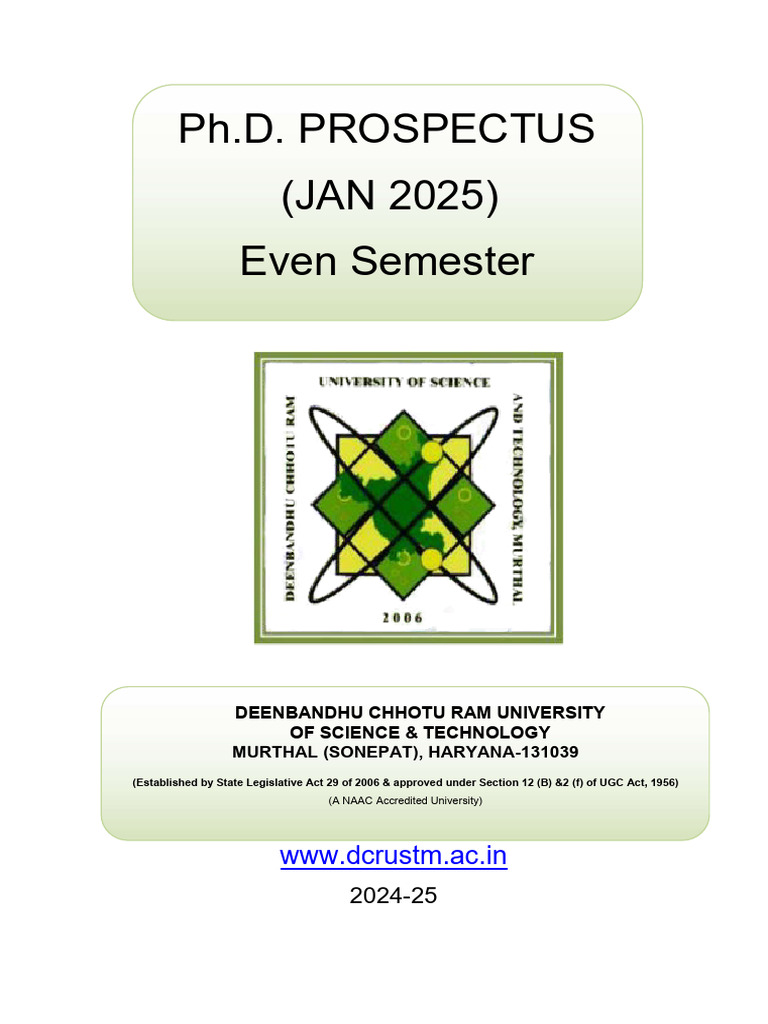 PHD Prospectus 2024 25 Even Semester | PDF | Doctor Of Philosophy ...