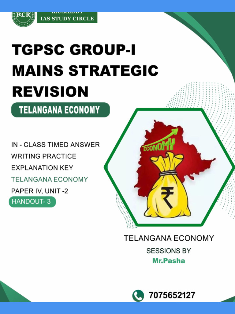 TGPSC - Paper IV Telangana Economy Unit 2 - Updated | PDF ...