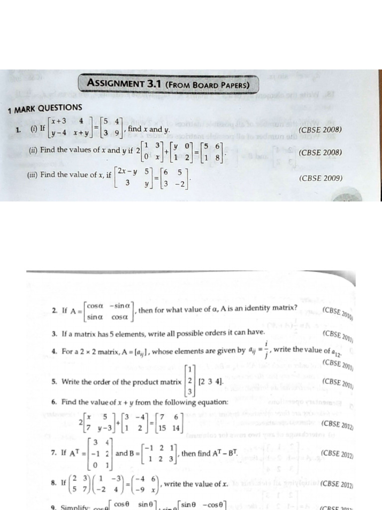 12 Marks Matrices | PDF