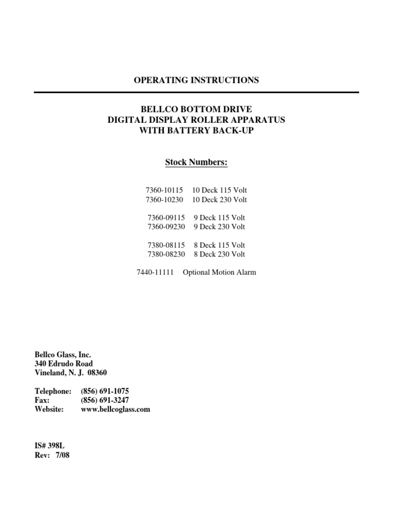 Bellco RC-40 Roller Apparatus Guide | PDF | Belt (Mechanical) | Fuse ...