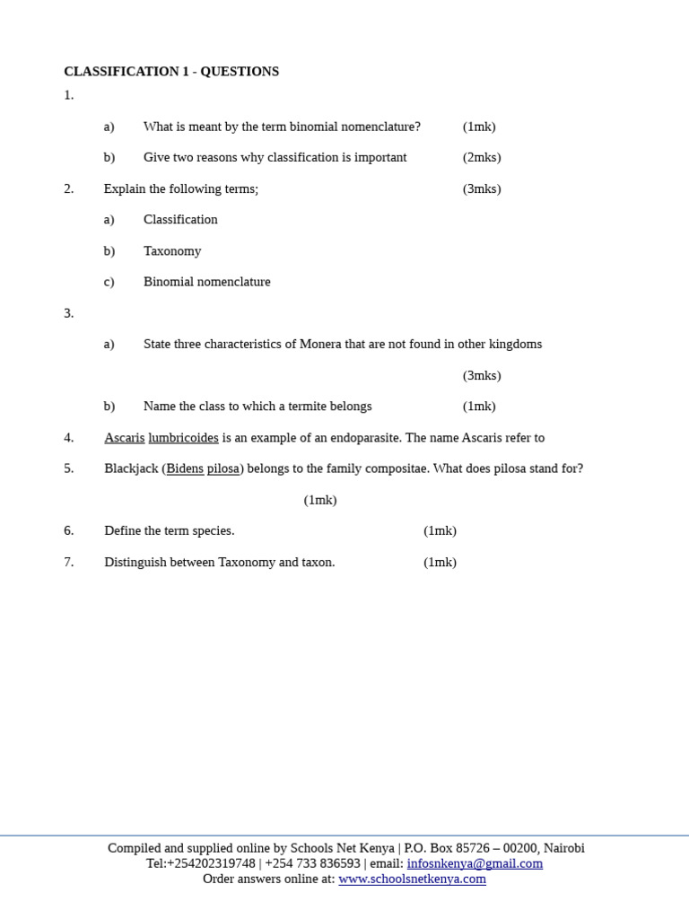 Classfication-1 Revision | PDF