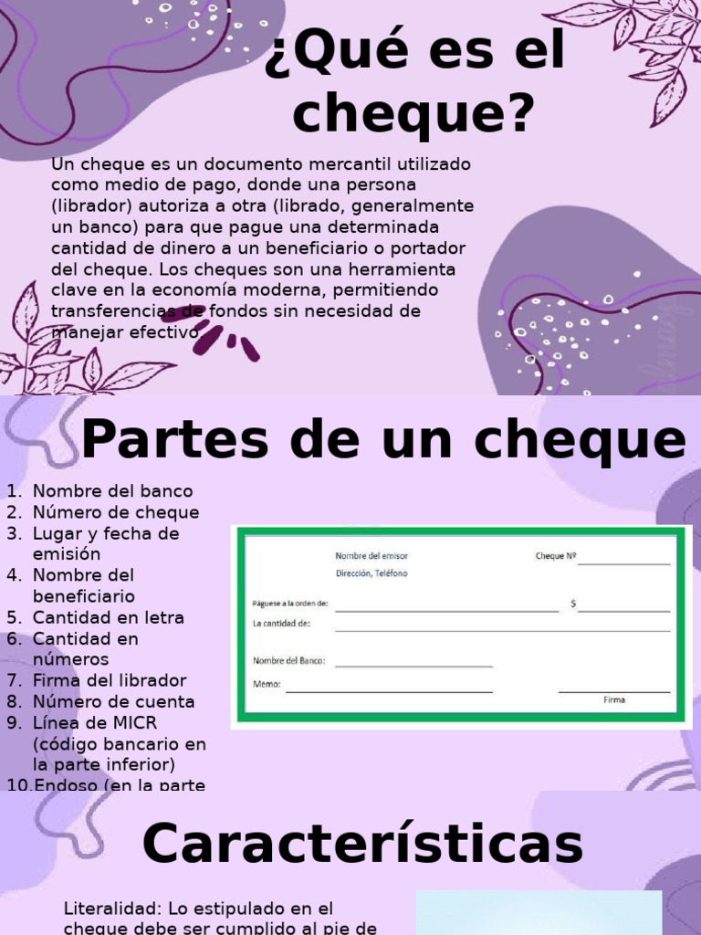 El Cheque | PDF | Cheque | Economias
