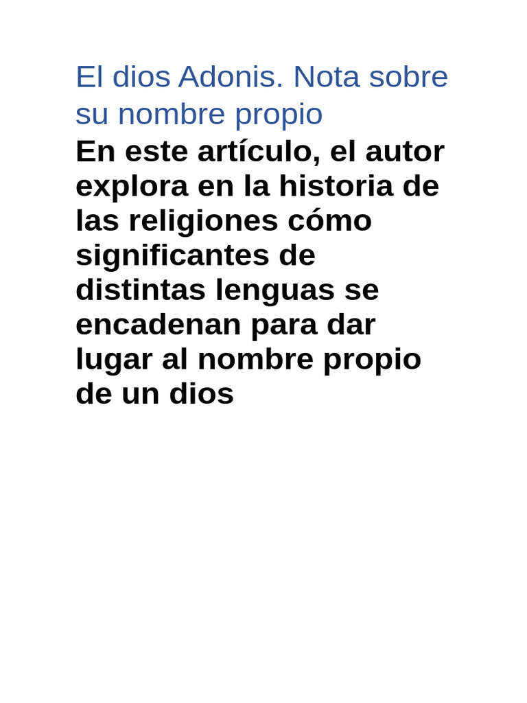 Origen y Significado del Dios Adonis | PDF | Dios | Fenicia