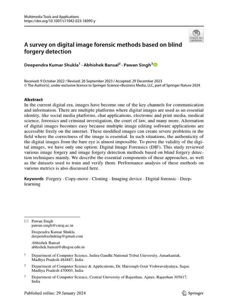 A Survey On Digital Image Forensic Methods Based On Blind Forgery Detection | PDF | Principal ...