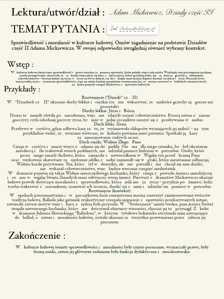 Adam Mickiewicz, Dziady Część II | PDF