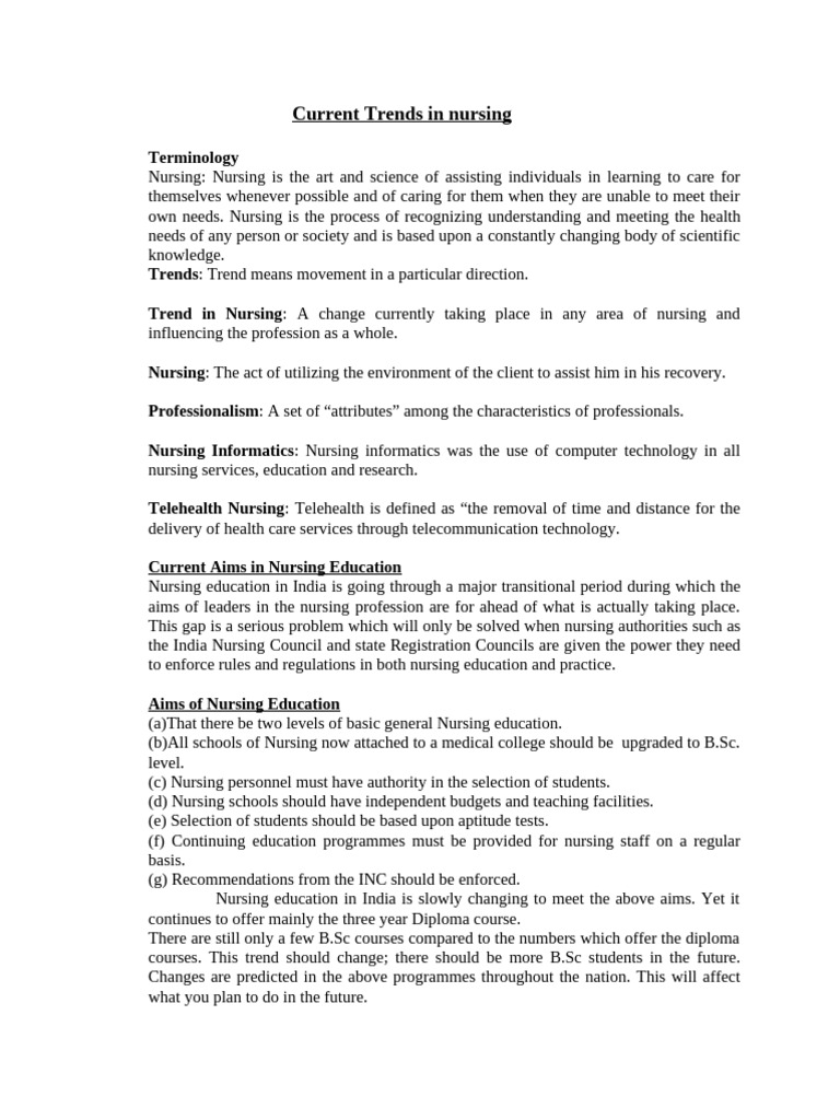 Current Nursing Trends and Education | PDF | Nursing | Nurse Practitioner