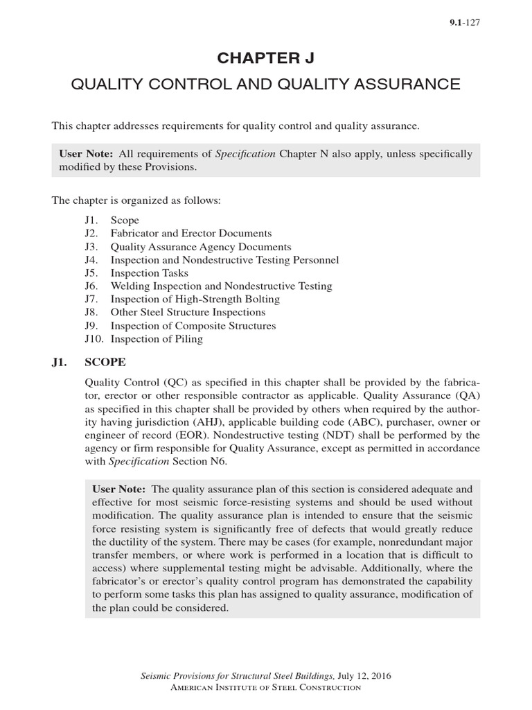 ANSI - AISC 341-16 Chapter J | PDF | Welding | Construction