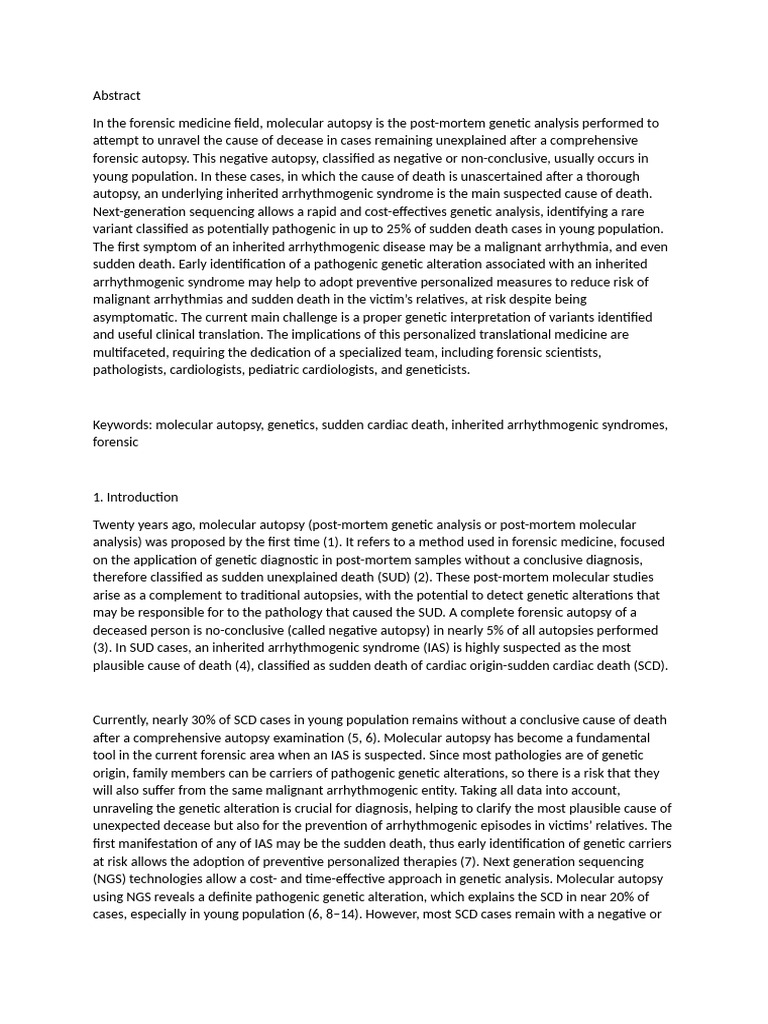 Molecular Autopsy Paper 2 | PDF | Clinical Medicine | Cardiovascular ...