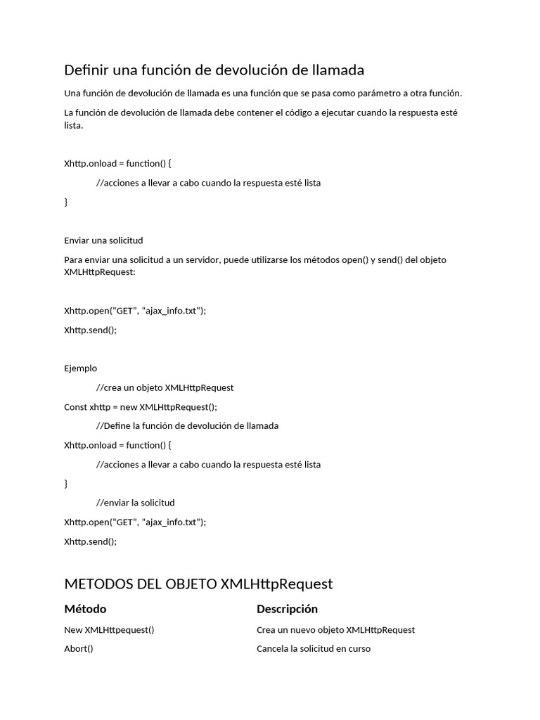 Guía de XMLHttpRequest y Callbacks | PDF | Redes | Servidor web