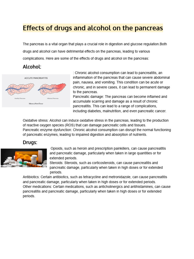 Effects of drugs and alcohol on the pancreas | PDF | Pancreas ...