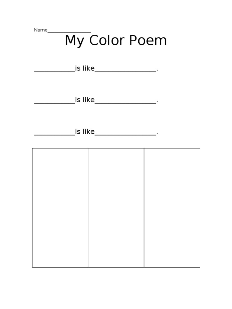 Color Poem Adjusted | PDF | Language Arts & Discipline