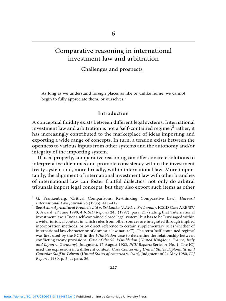 Comparative Reasoning in International Investment Law and Arbitration ...