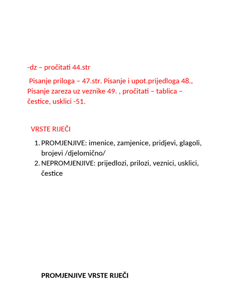 Vrste Riječi | PDF