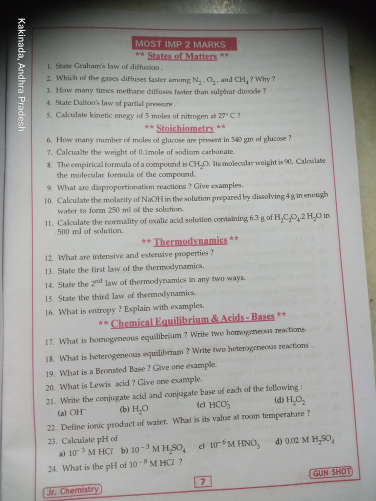 2marks Ipe Chemistry | PDF