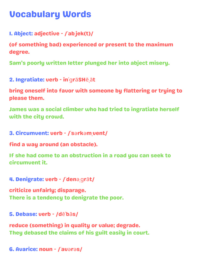 Vocabulary Words - AP LANG 2024 | PDF