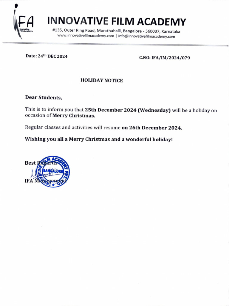 Holiday Notice 3 | PDF