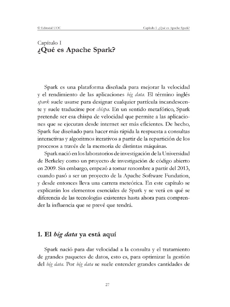 Introducción A Apache Spark para Empezar A Programar El Big Data | PDF | Análisis de los datos ...