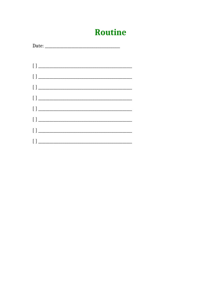 Routine Checklist | PDF
