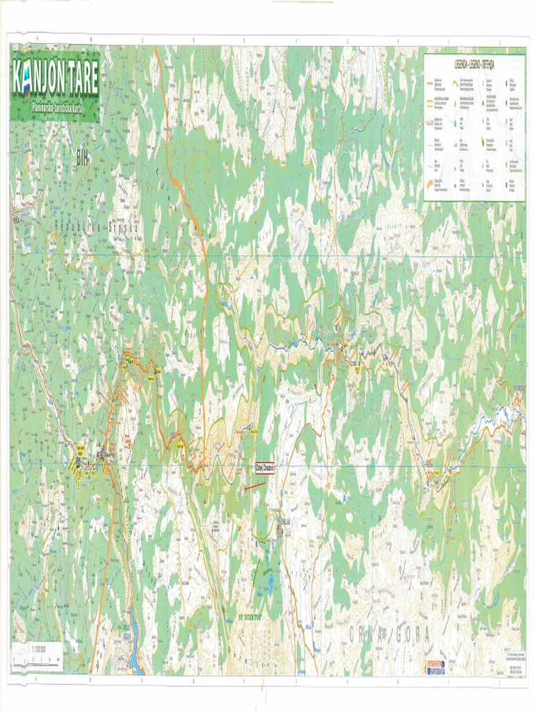 Kanjon Tara - Planinarsko-turisti_ka Karta 1=100000 | PDF
